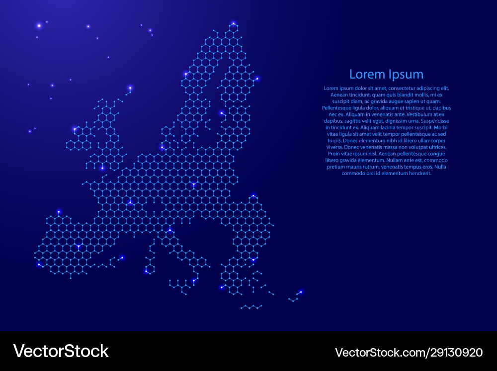 European union map from futuristic hexagonal Vector Image