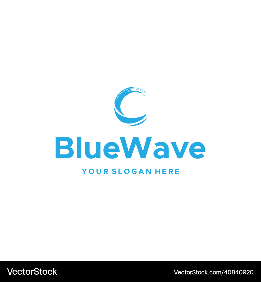 Minimalist simple blue wave grunge logo design Vector Image