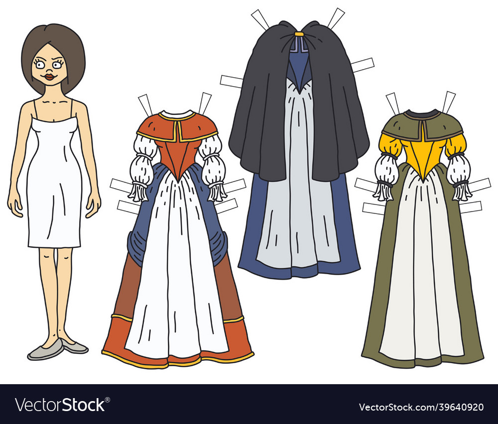 Paper doll baroque noblewoman Royalty Free Vector Image