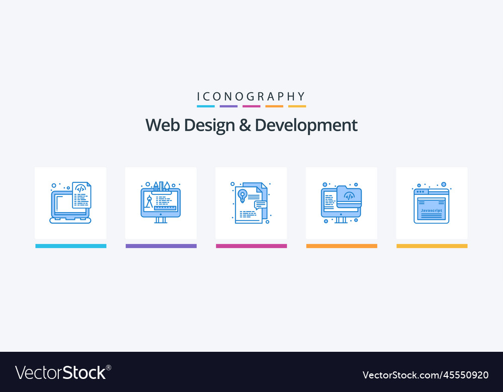 Web design and development blue 5 icon pack Vector Image