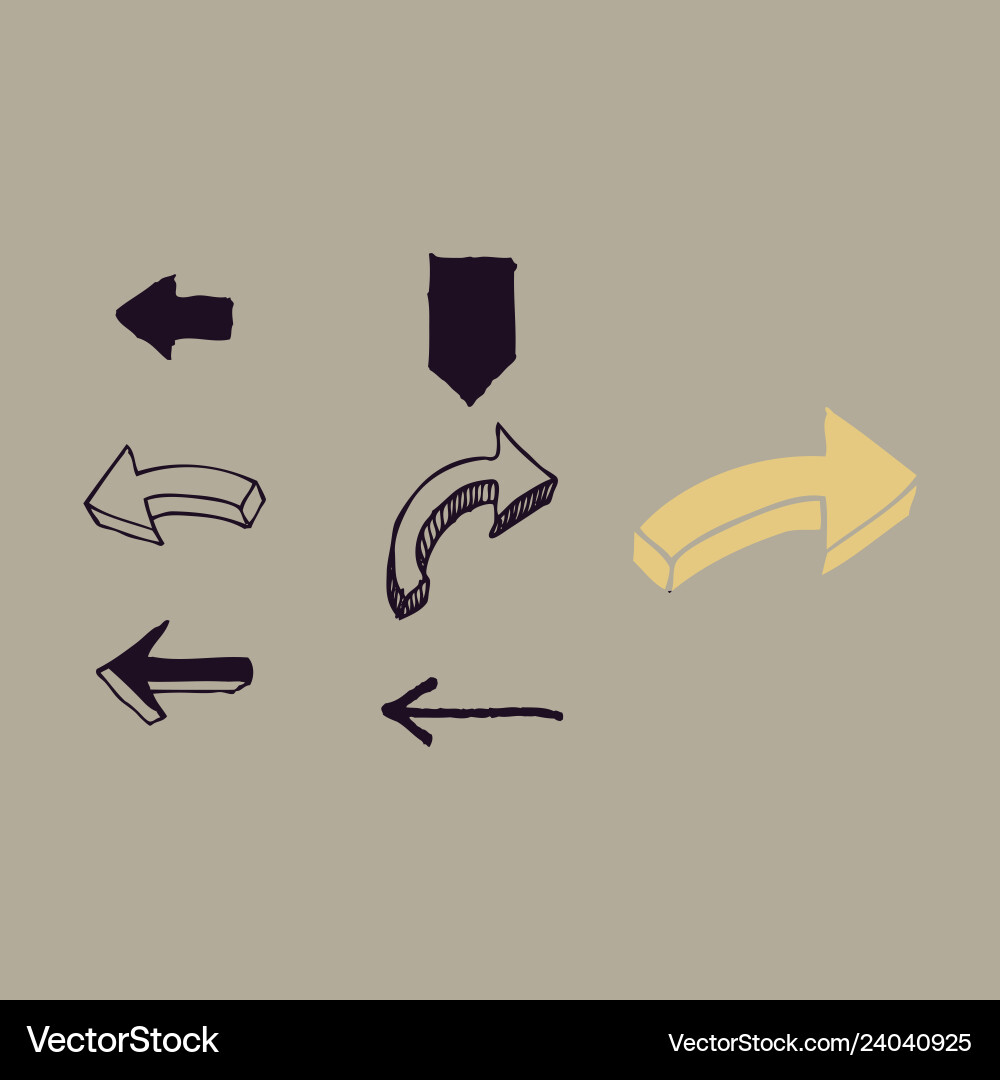 Arrows collection with elegant style and black Vector Image