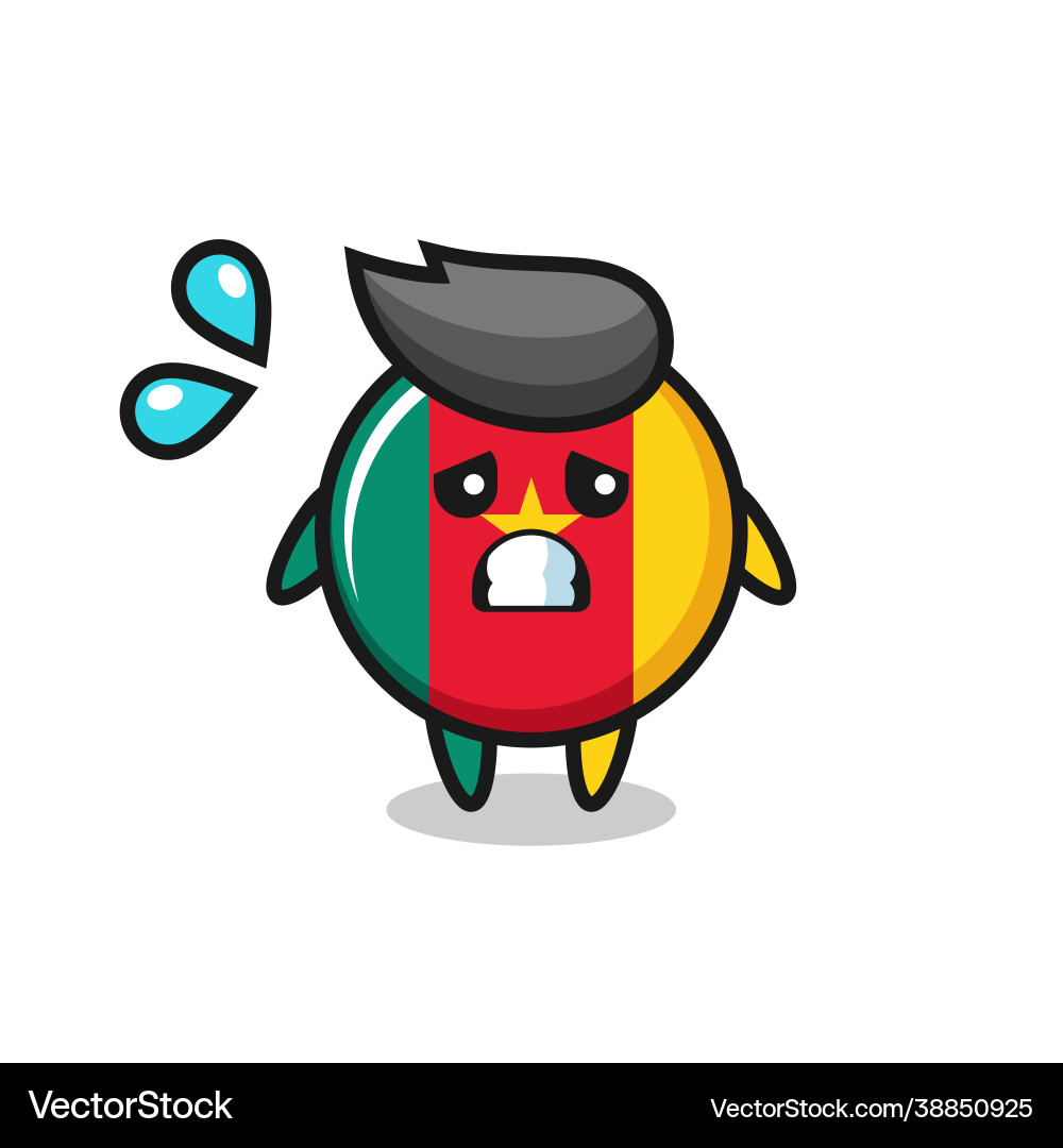 Cameroon flag badge mascot character with afraid Vector Image