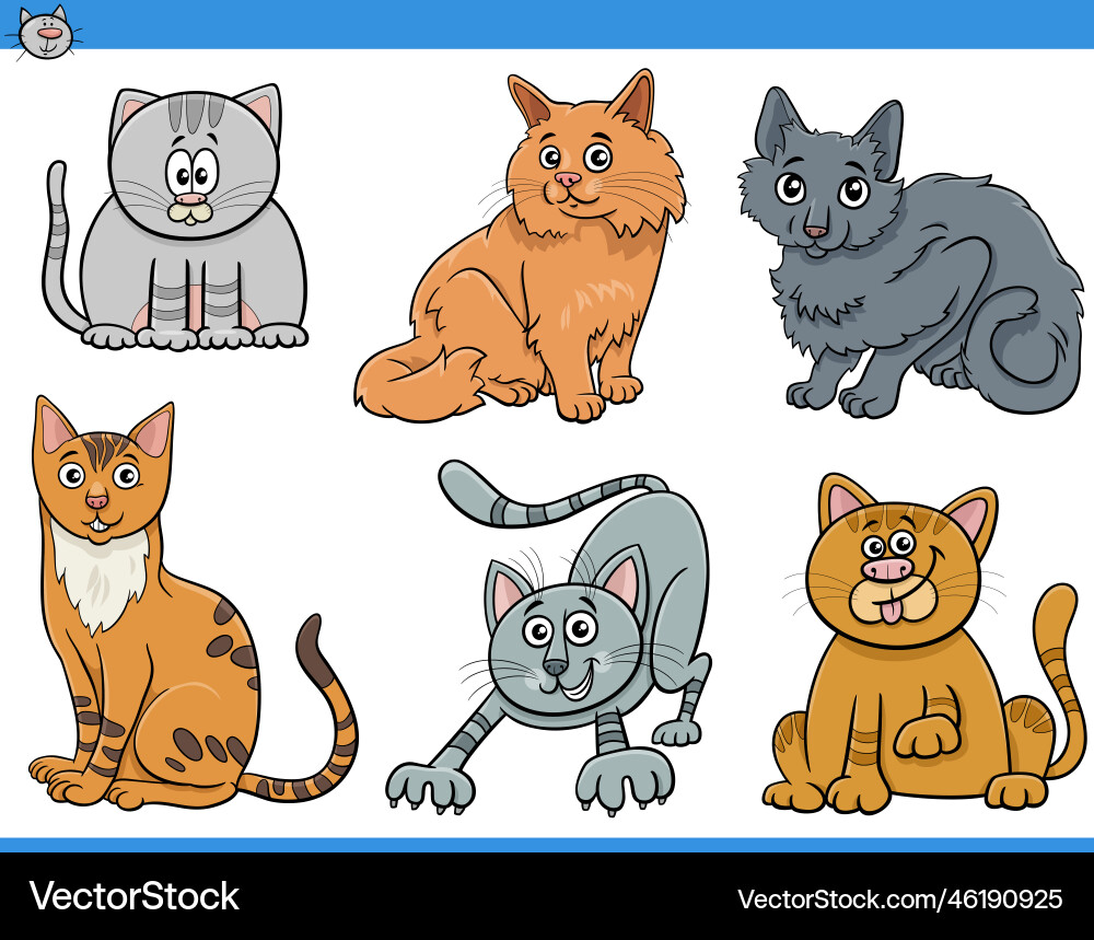 Cartoon cats and kittens comic characters set Vector Image