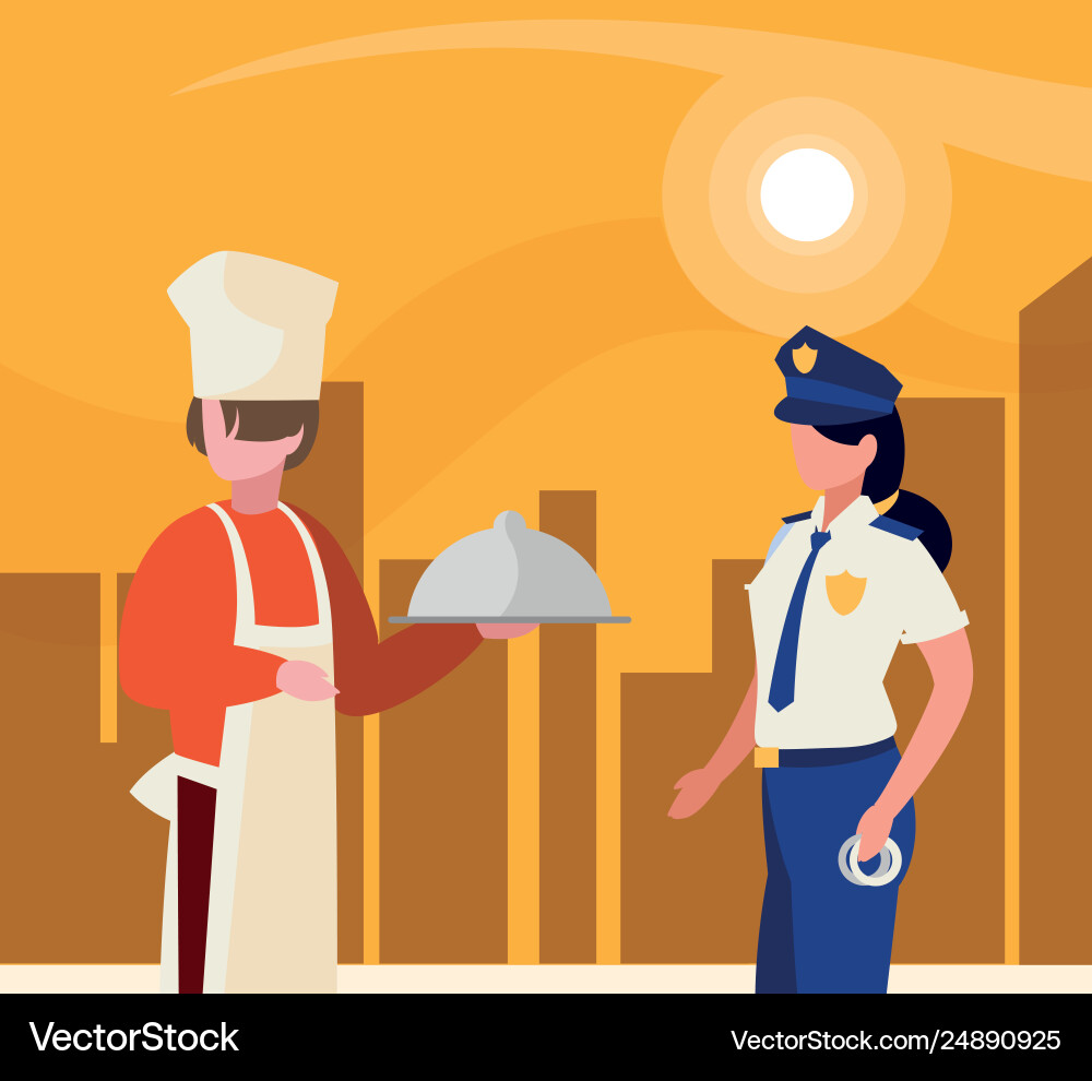 Couple professional workers in cityscape Vector Image