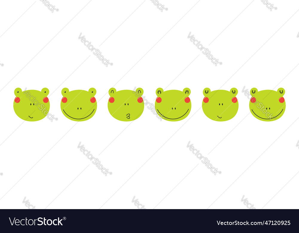 Cute funny frog faces set Royalty Free Vector Image