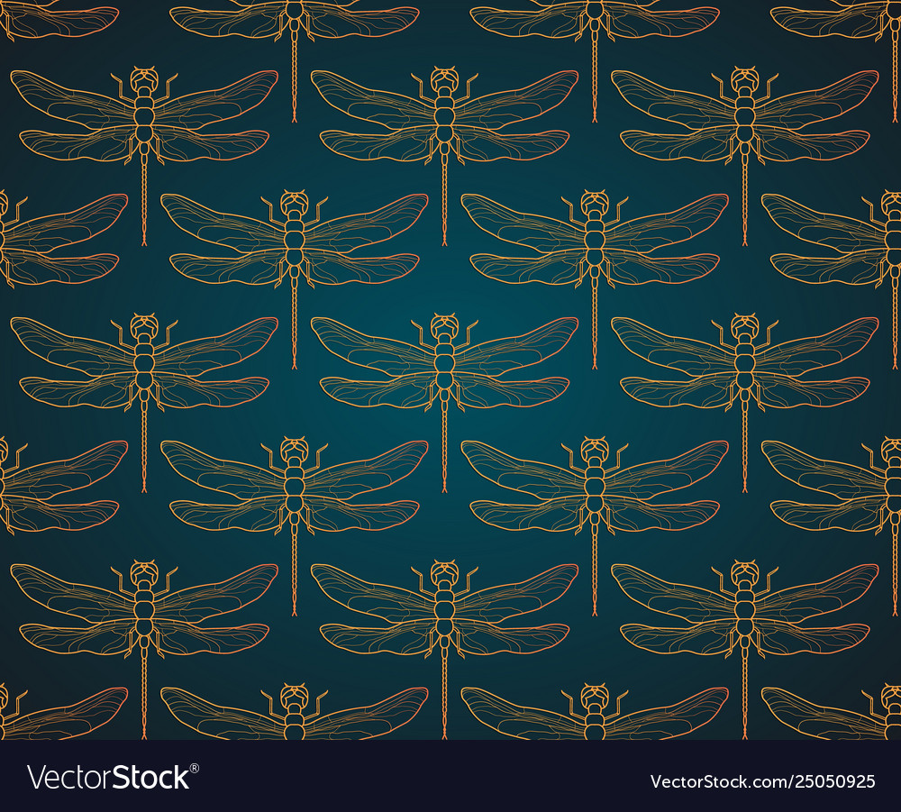 Dragonfly pattern seamless Royalty Free Vector Image