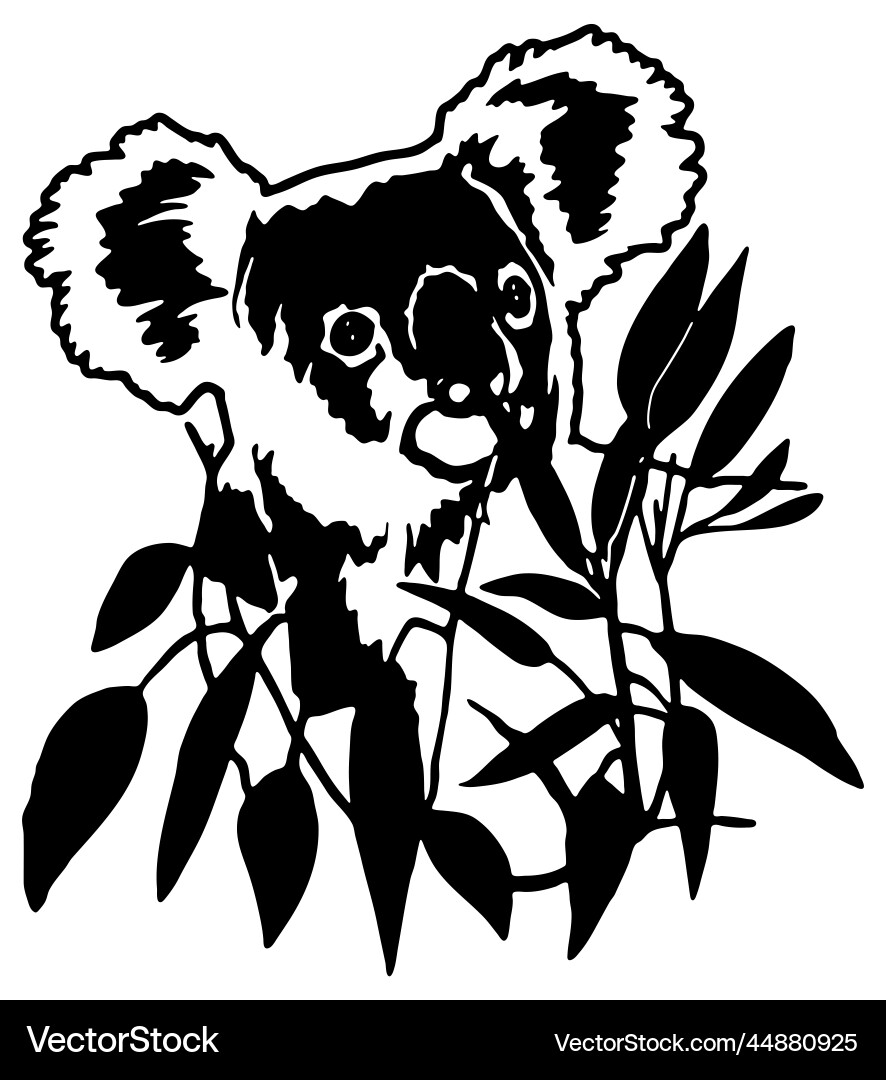 Hand drawn of koala bear climbing on a tree Vector Image