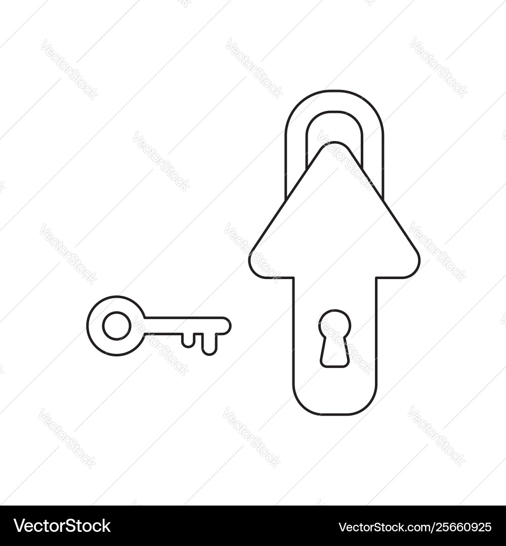 Icon concept arrow padlock with keyhole and key Vector Image