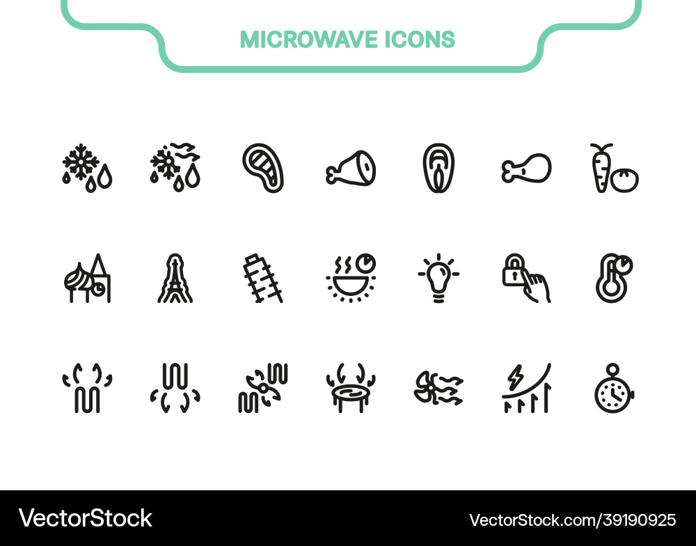 Icon line and fill simple set microwave sign Vector Image