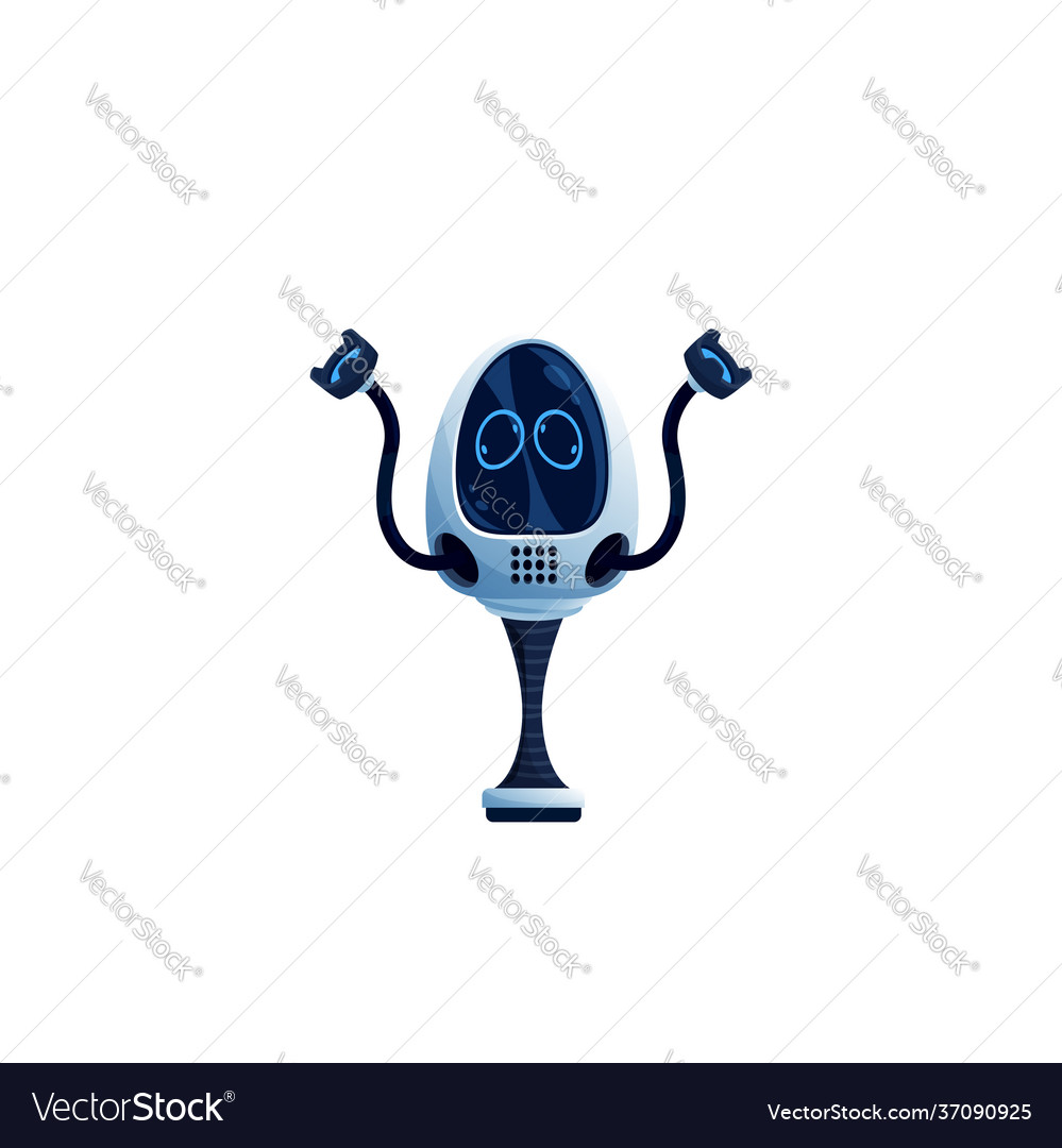 Industrial robot with interface on face and hands Vector Image