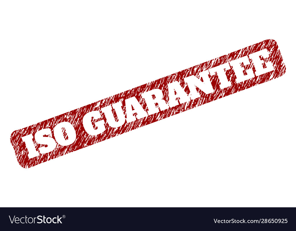 Iso guarantee red rounded rough rectangular stamp Vector Image