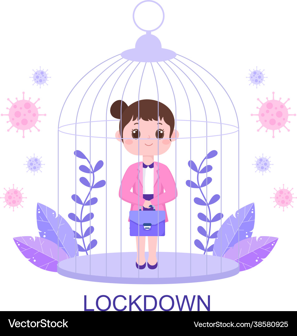 Lockdown to stop covid-19 coronavirus with cage Vector Image