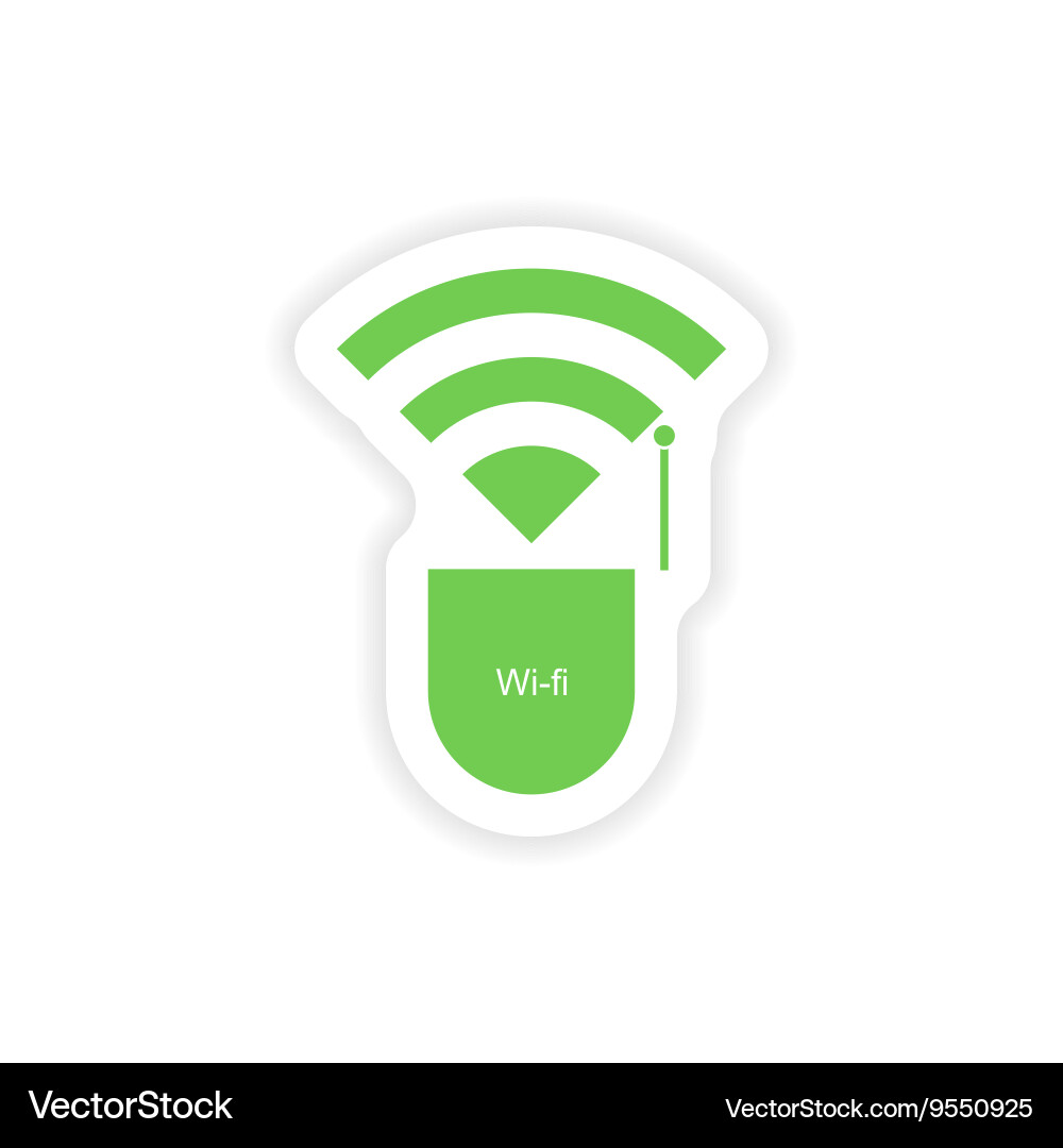 Paper sticker on white background wi-fi router Vector Image