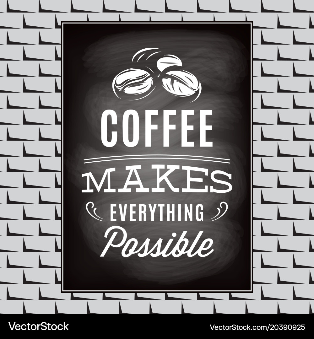 Quotation on a topic of coffee on black board Vector Image
