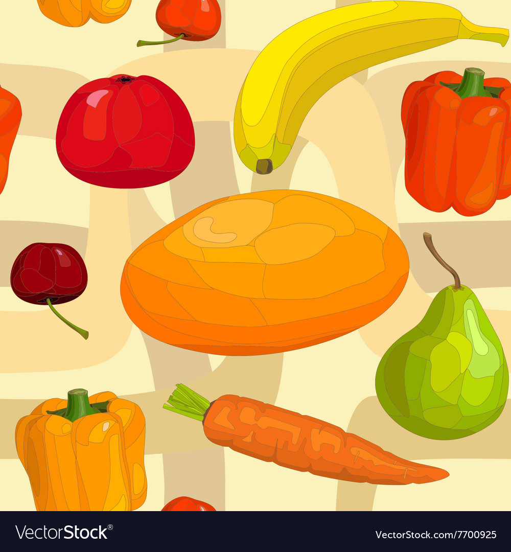 Seamless pattern of fruits and vegetables Vector Image