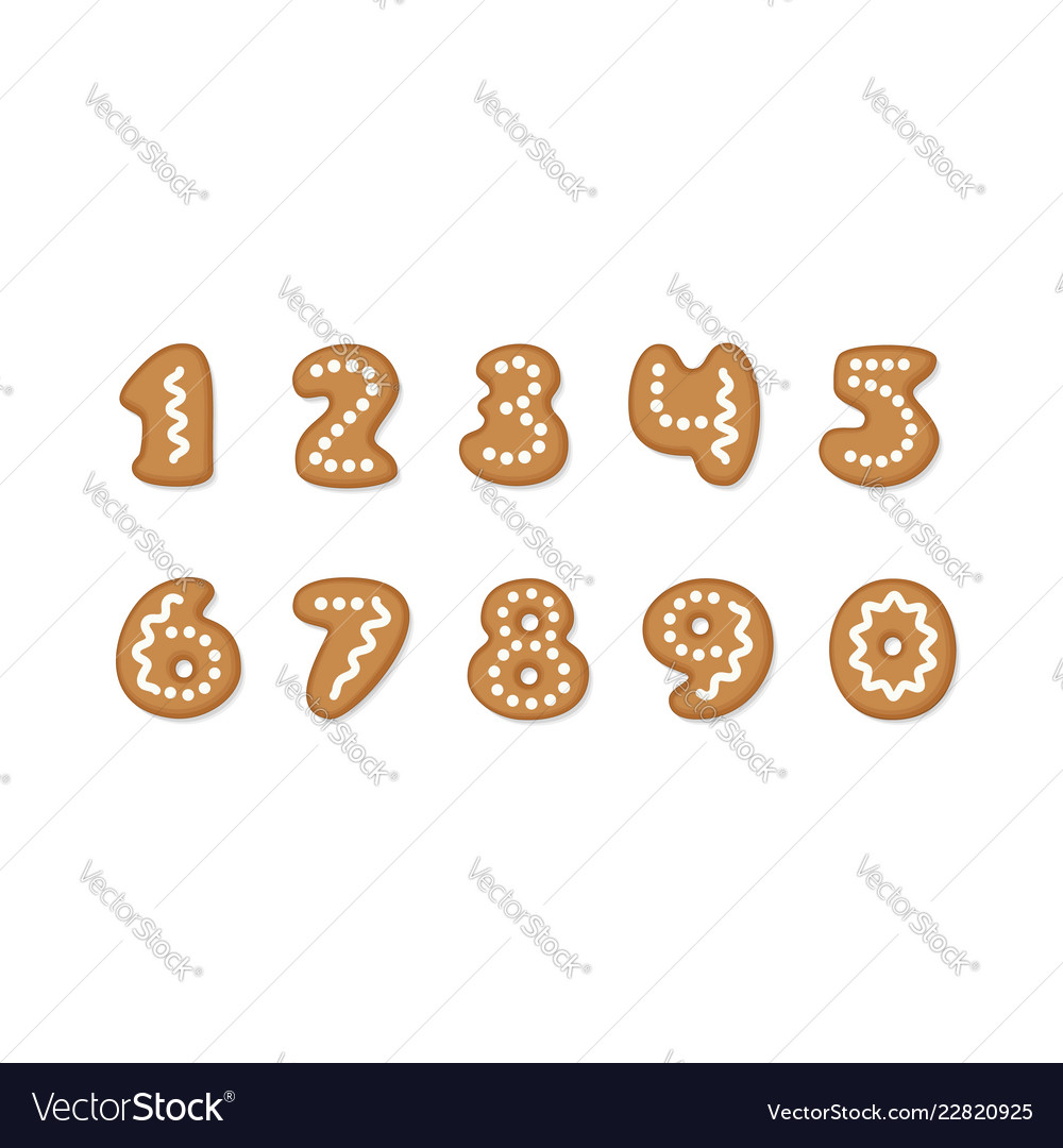 Set of gingerbread cookies numbers Royalty Free Vector Image