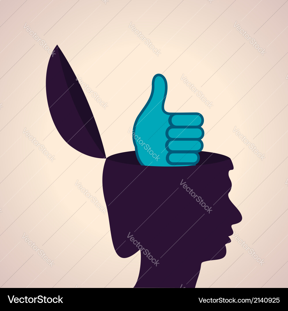 Thinking concept- male face with like symbol Vector Image