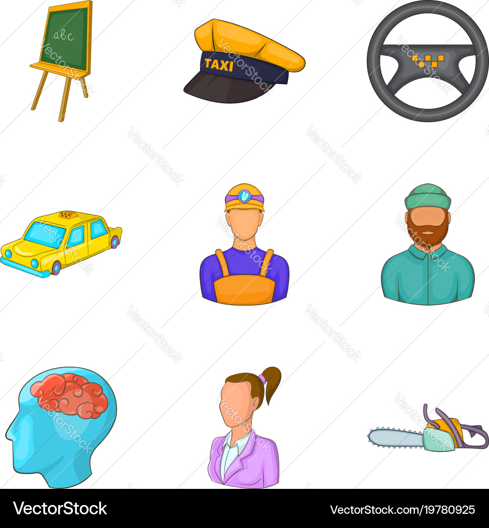 Working population icons set cartoon style Vector Image