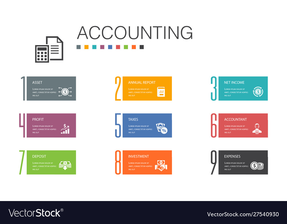 Accounting infographic 10 option line concept Vector Image Accounting infographic 10 option line concept Vector Image