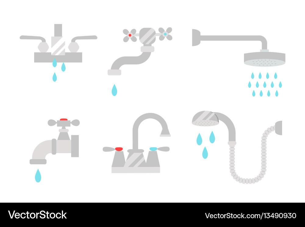 Bathroom shower icons with process water savings Vector Image