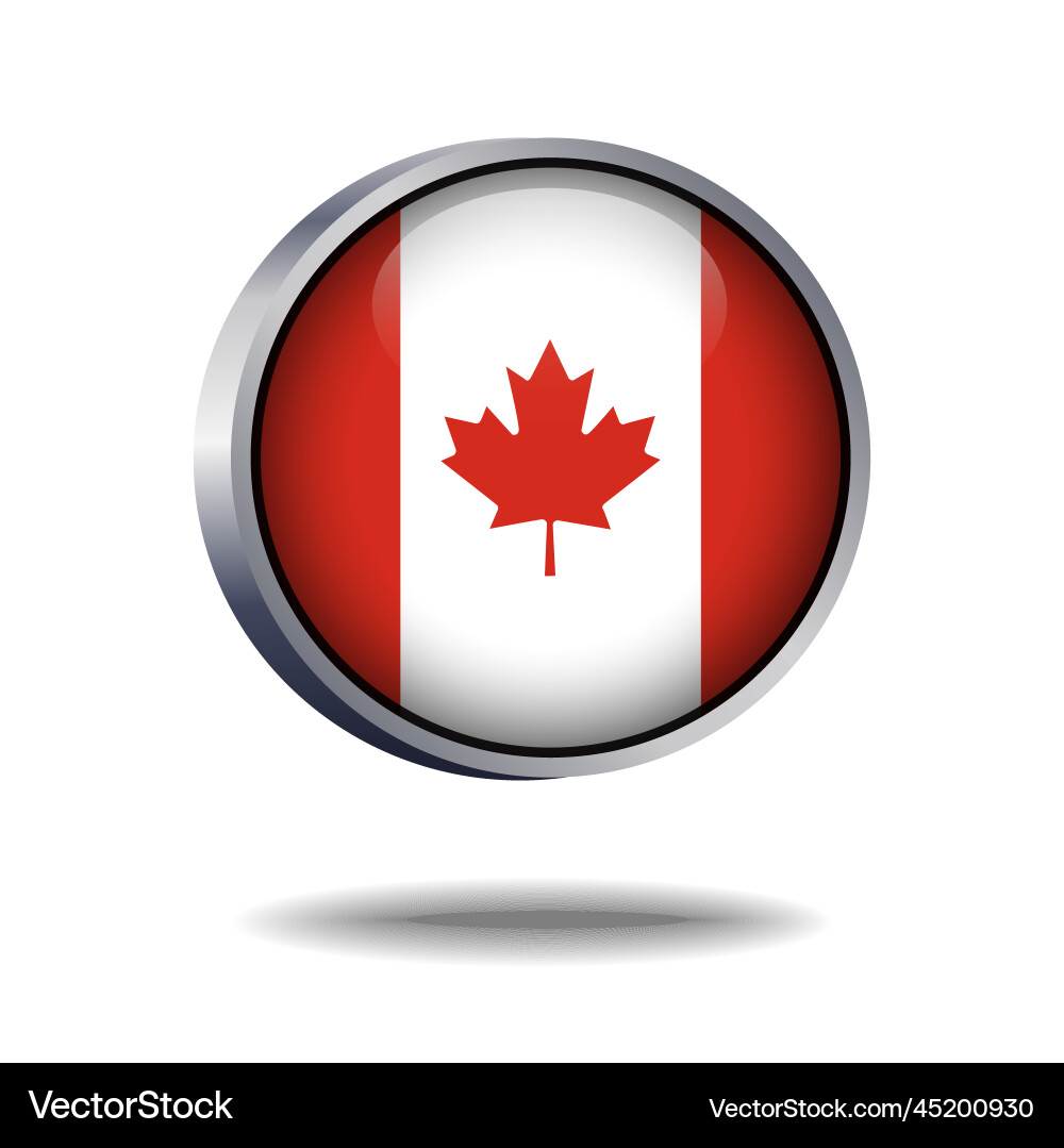 Canada flag button Royalty Free Vector Image - VectorStock