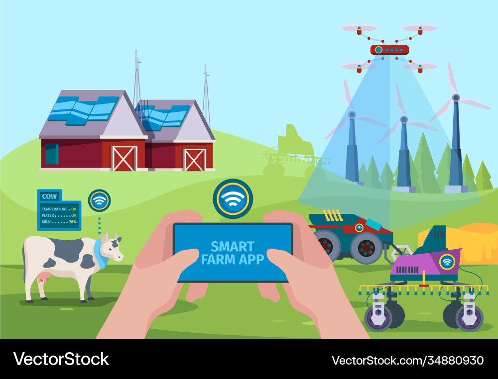 Farmers drones background with smart gardening Vector Image