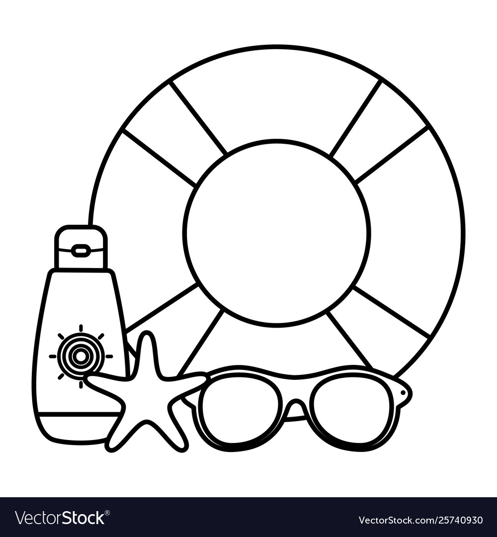 Float lifeguard with sunglasses summer accessory Vector Image