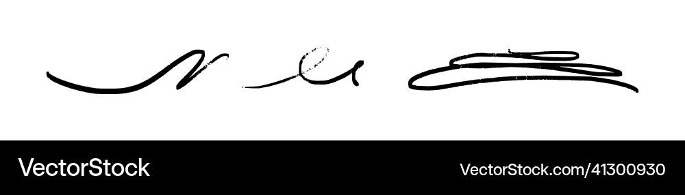 Freehand wave set curvy decorative swishes hand Vector Image