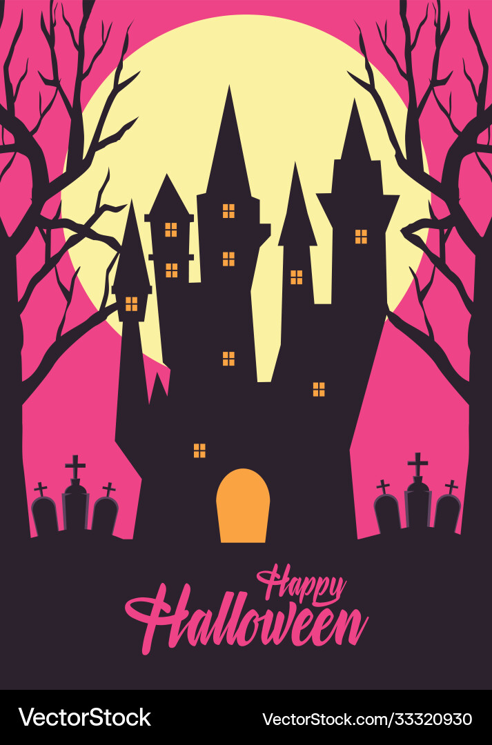 Happy halloween card with haunted castle Vector Image