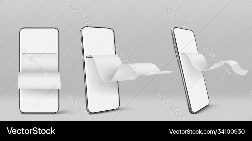 Mobile phone with paper financial bill Royalty Free Vector