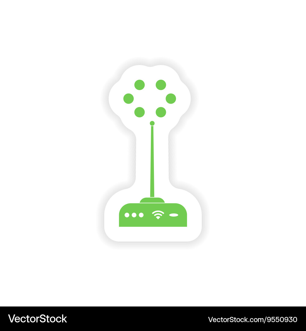 Paper sticker on white background wi-fi router Vector Image