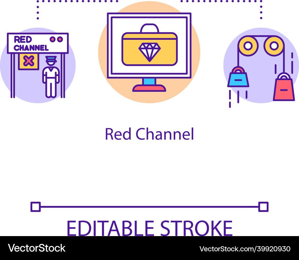 Red channel concept icon airport custom control Vector Image
