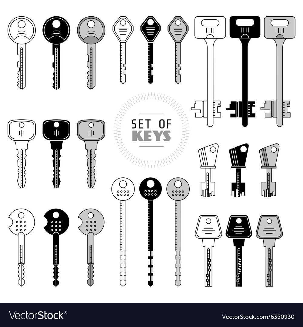 Set of keys Royalty Free Vector Image - VectorStock
