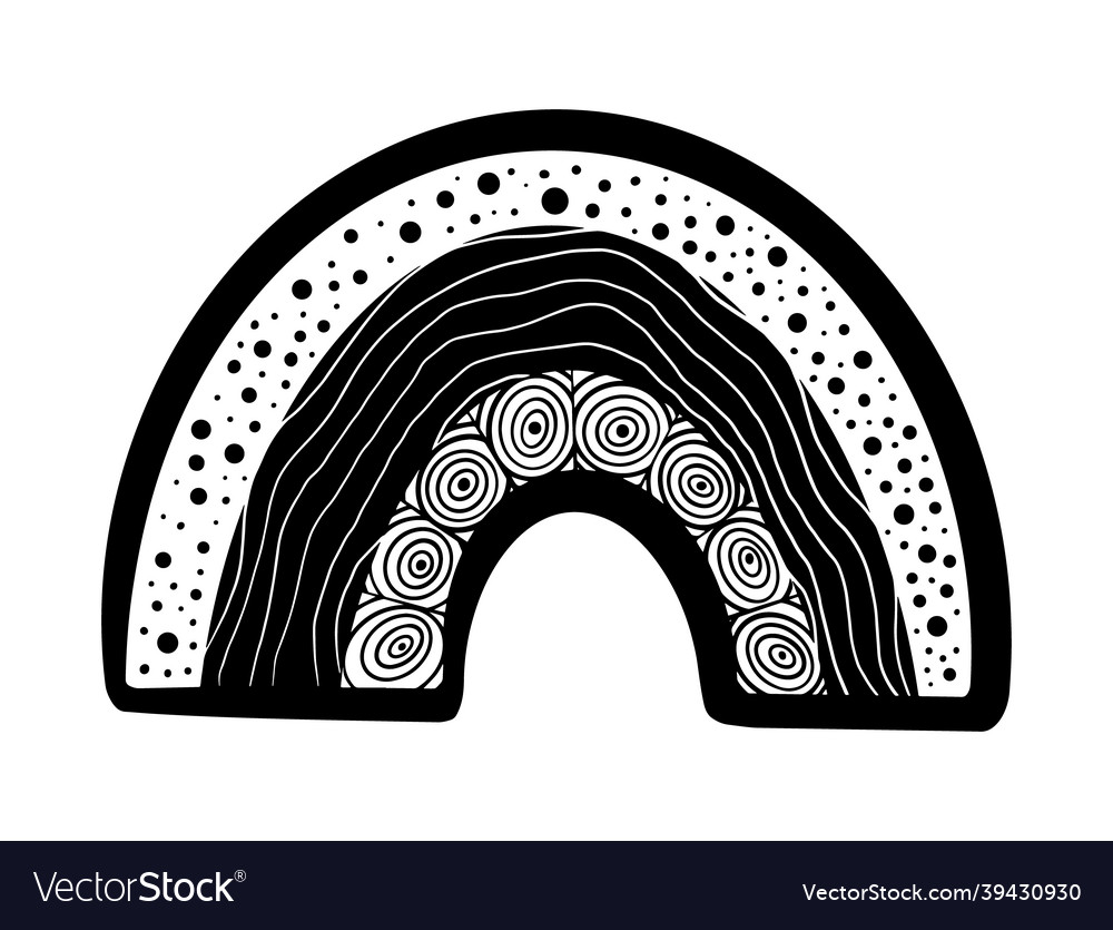 Simple and cute hand drawn rainbow with ornament Vector Image