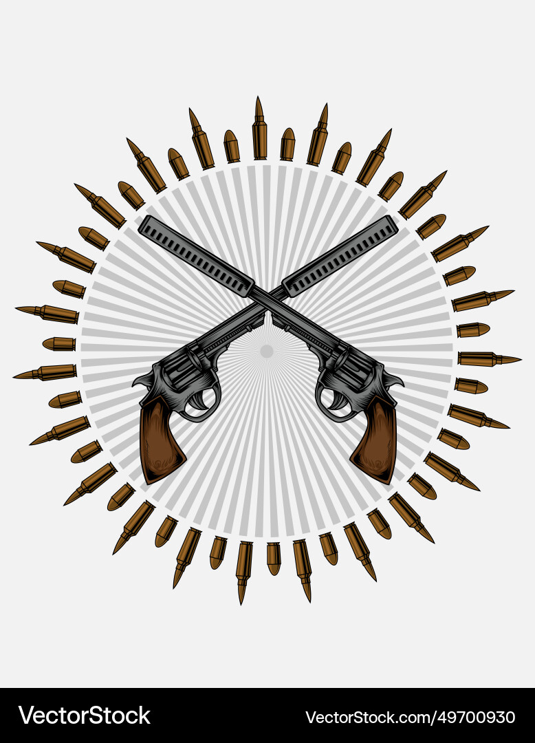 Vintage pistol guns logo Royalty Free Vector Image