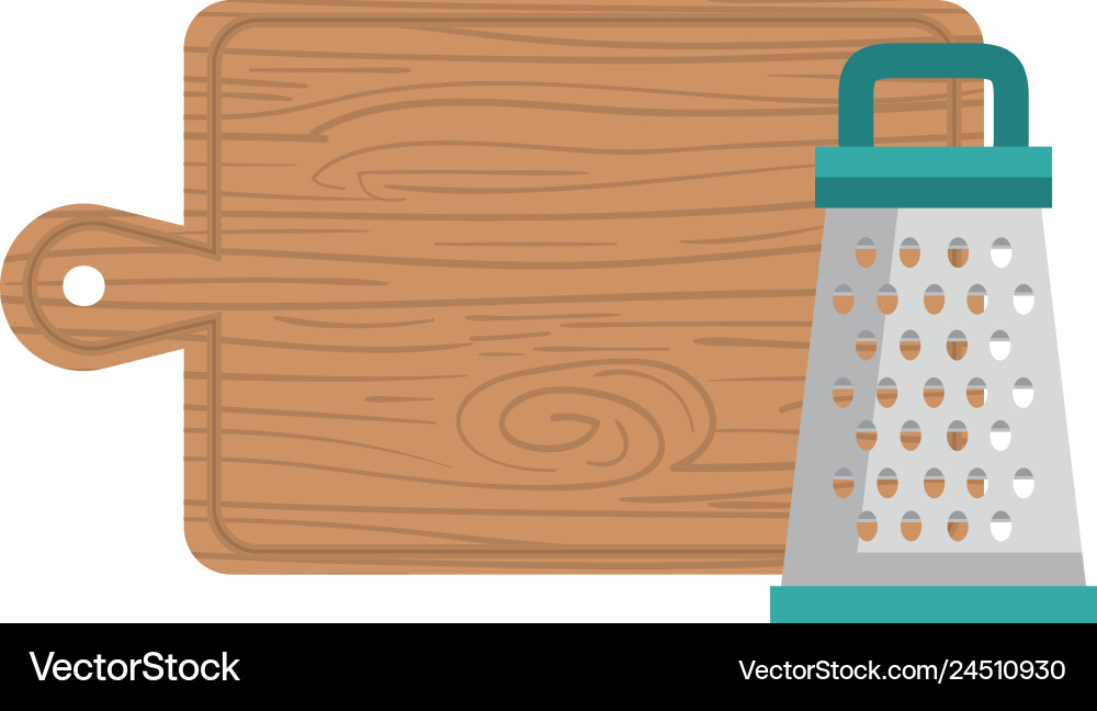 Wooden kitchen board with grater Royalty Free Vector Image
