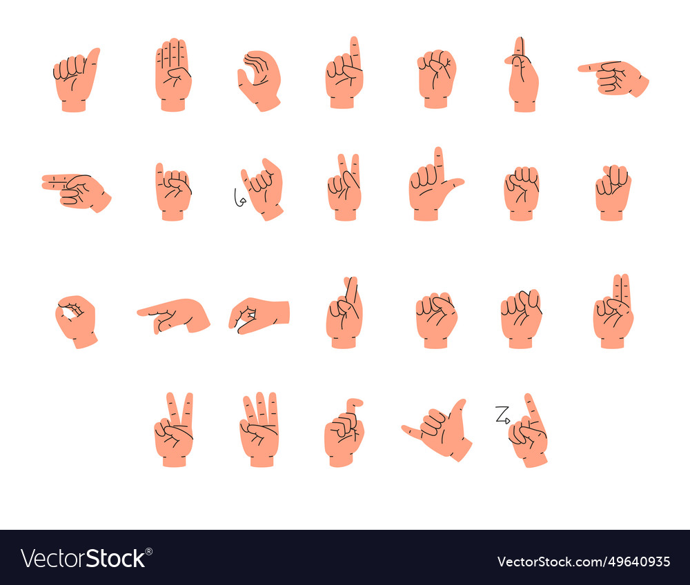 American sign language alphabet hand gestures Vector Image