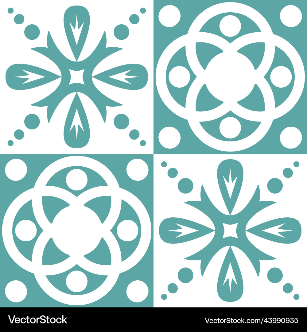 Ceramic tile portuguese azulejo style mint blue Vector Image
