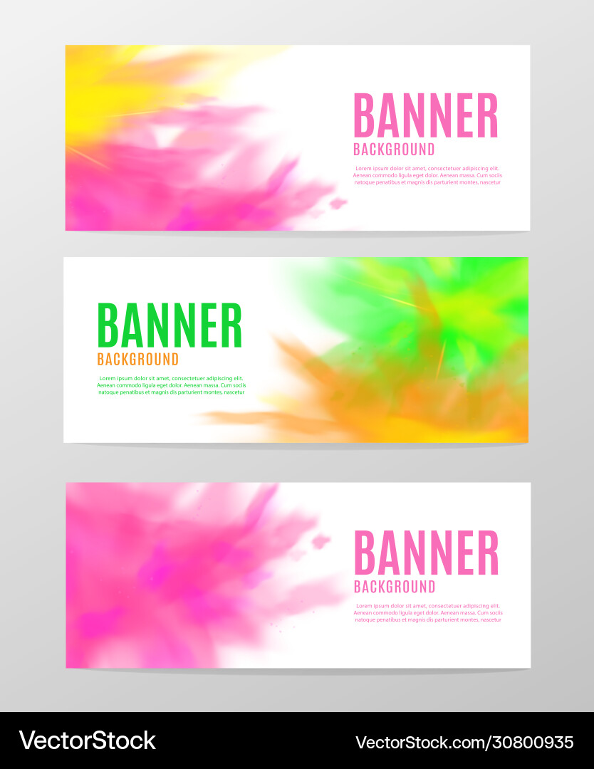 Colorful powder splash banner set on white Vector Image