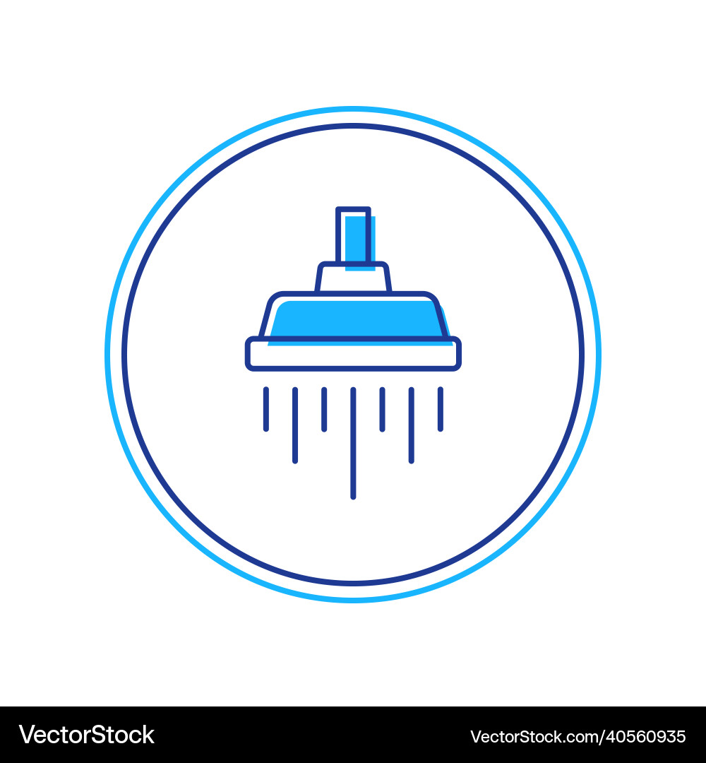 Filled outline shower head with water drops Vector Image