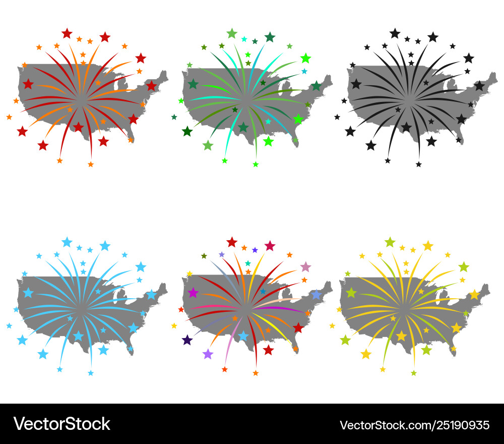 Map usa with fireworks Royalty Free Vector Image
