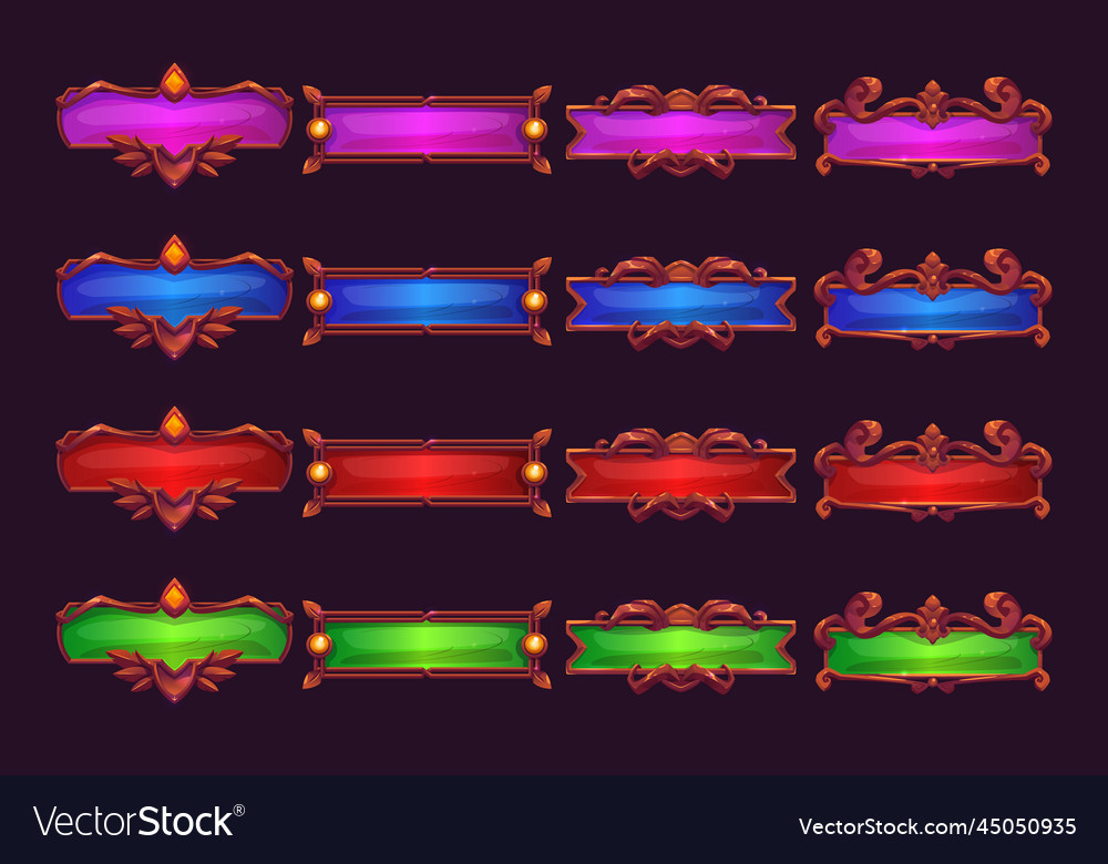 Medieval Game Menu Frames Ui Elements Buttons Vector Image