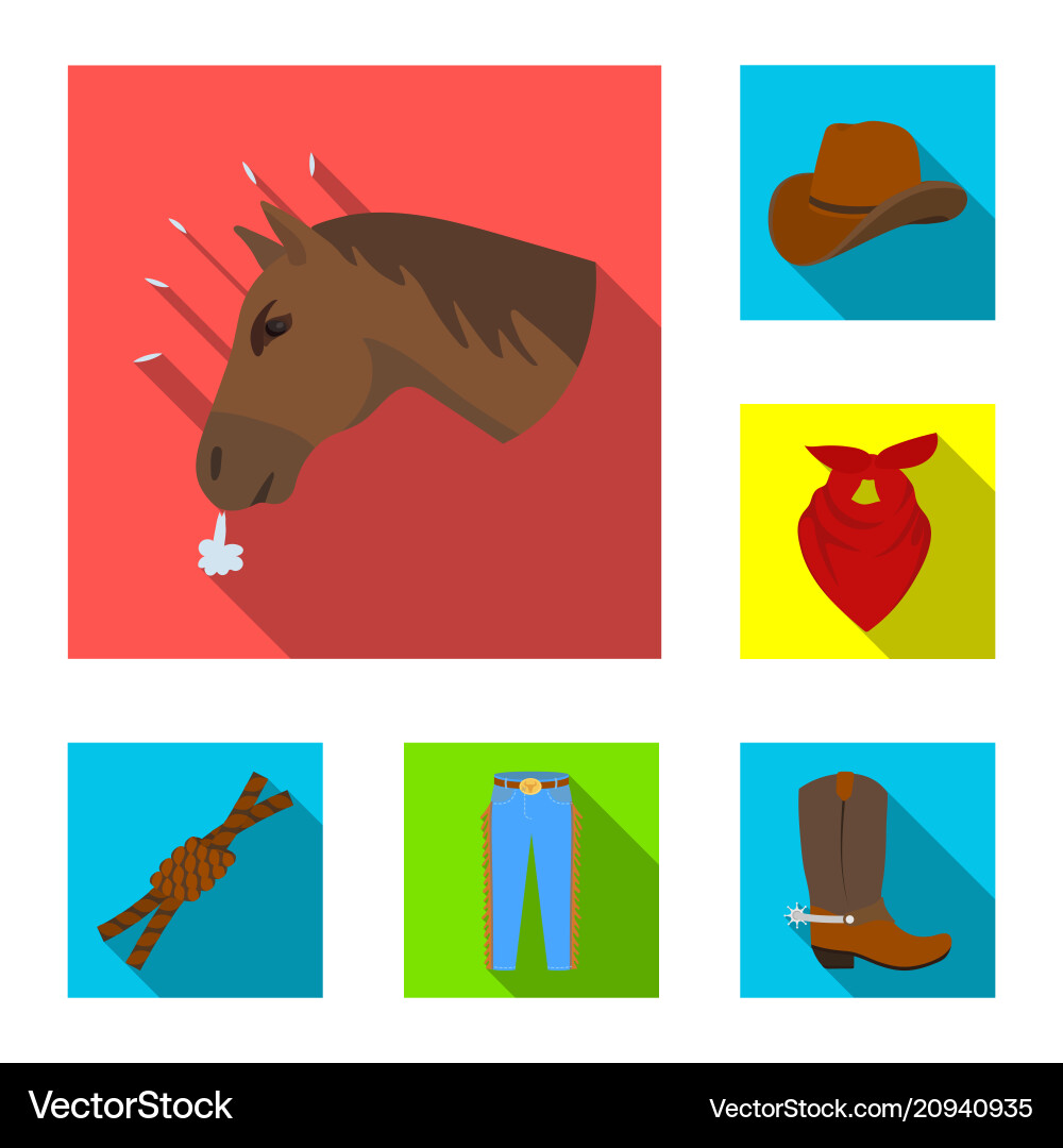 Rodeo competition flat icons in set collection Vector Image