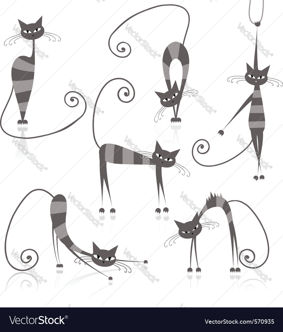 Striped cats Royalty Free Vector Image - VectorStock