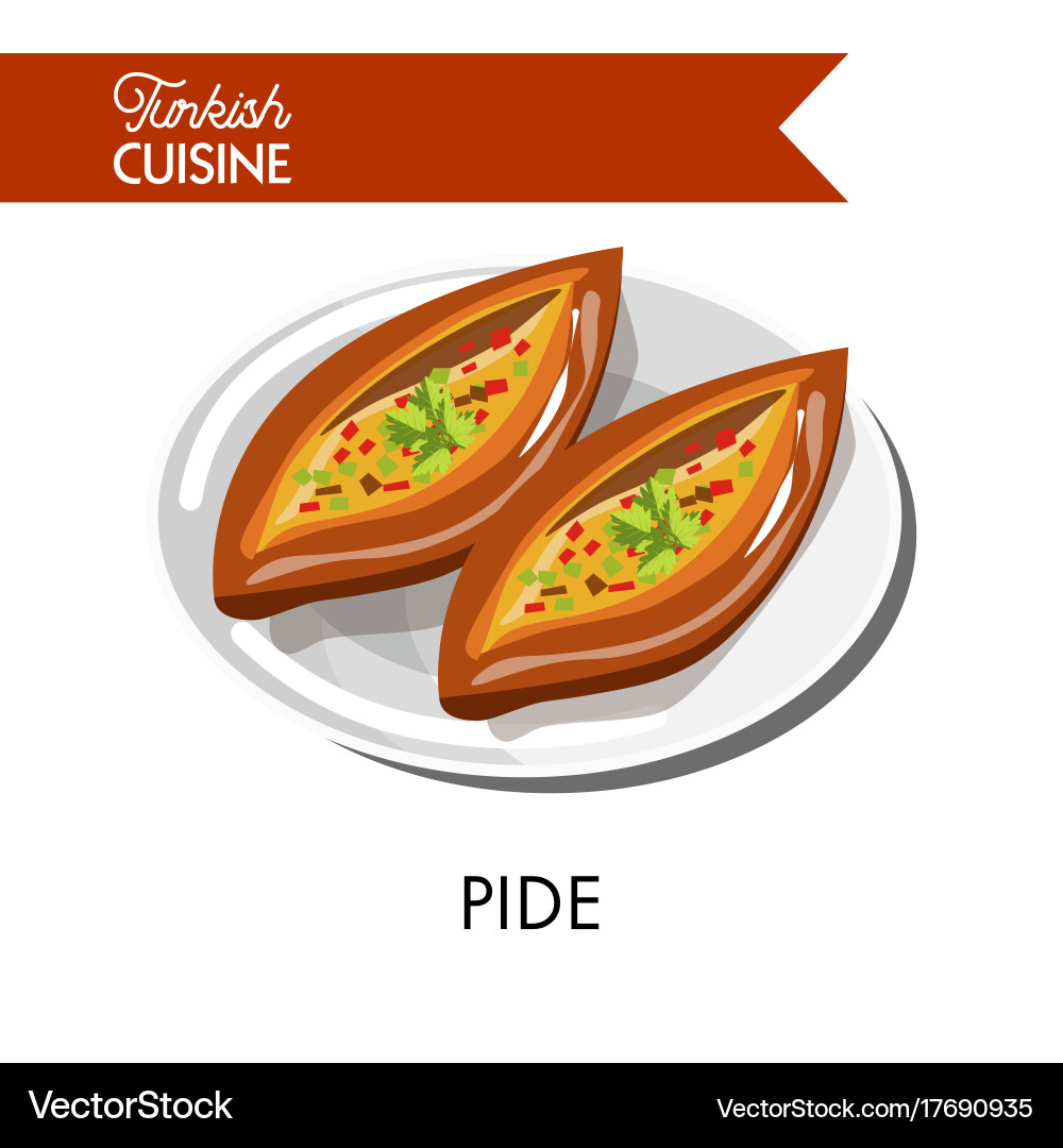 Tasty nutritious pide from turkish cuisine on Vector Image