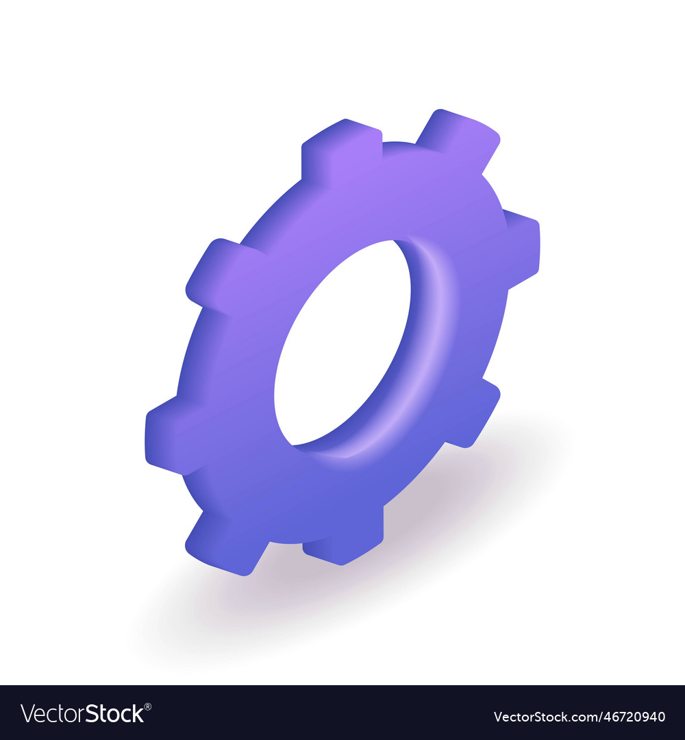 3d isometric cartoon icons cogwheel gear Vector Image
