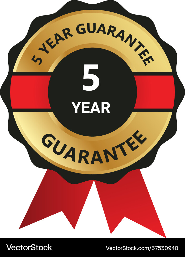 5 year guarantee badge certificate y Royalty Free Vector
