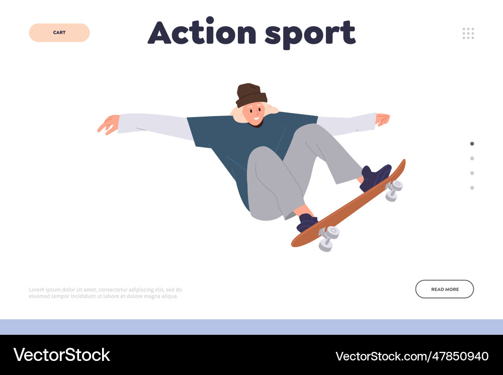 Action sport landing page design template Vector Image