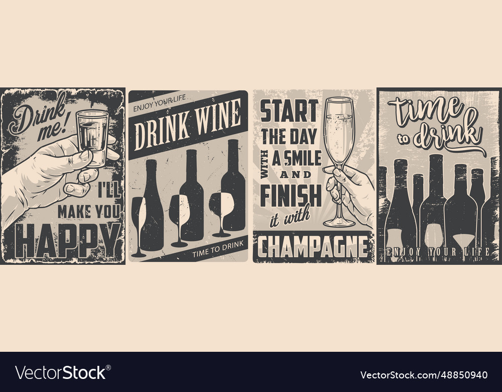 Alcoholic drinks monochrome set flyer Royalty Free Vector Alcoholic drinks monochrome set flyer Royalty Free Vector