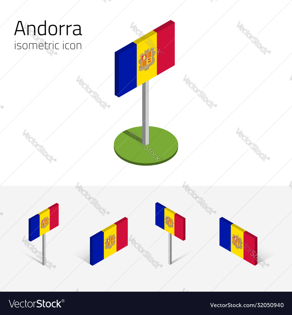 Andorra flag set 3d isometric icons Royalty Free Vector
